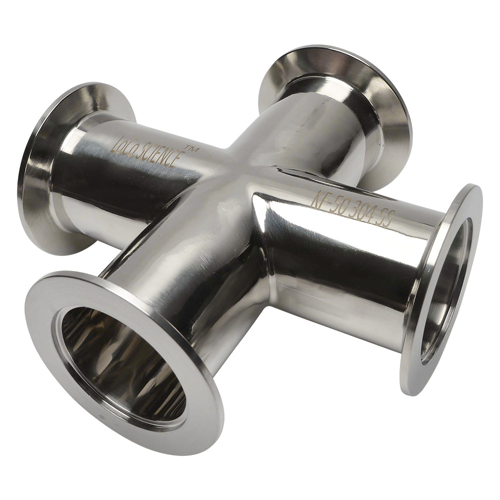 4-Way Cross KF-50 Flange Vacuum Fitting | Stainless Steel